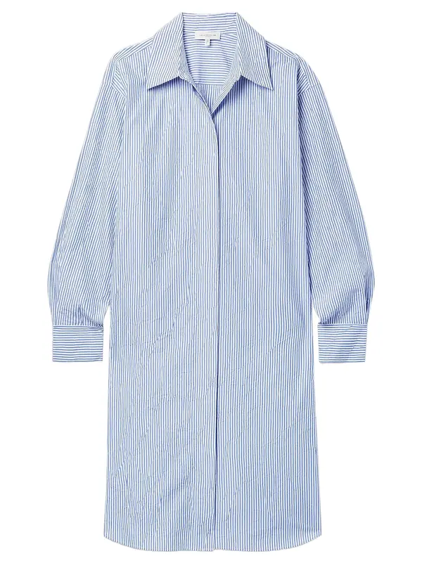 Lafayette 148 New York Oversized Striped Cotton-blend Shirt Dress - Blue