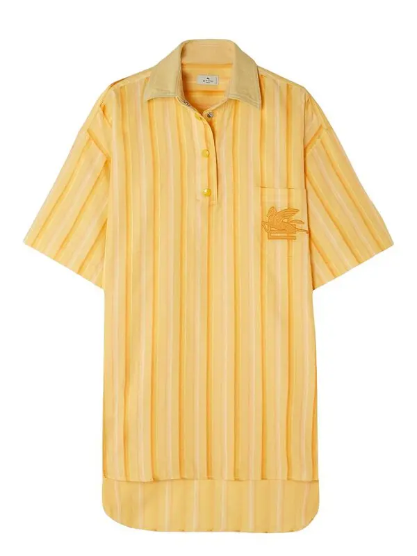 Etro Oversized Striped Cotton And Silk-blend Shirt - Yellow