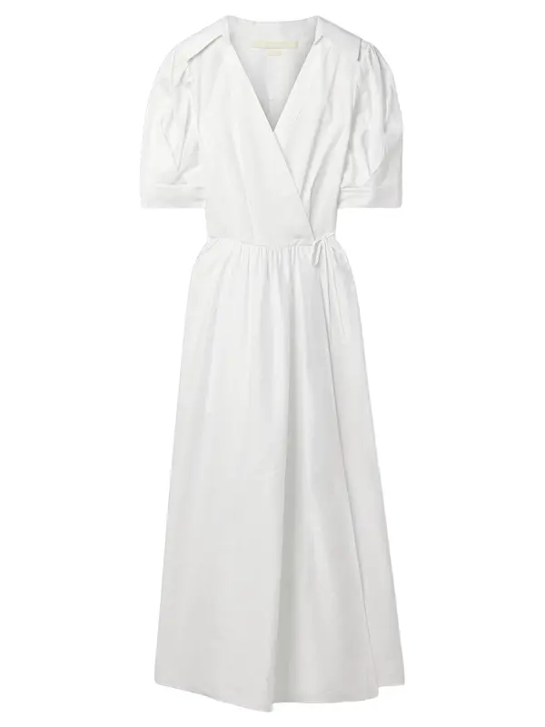 JASON WU Gathered Cotton-sateen Midi Wrap Dress - White