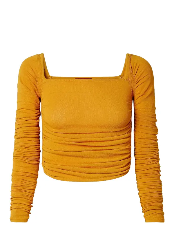 Altuzarra Asgard Ruched Stretch-jersey Top - Saffron