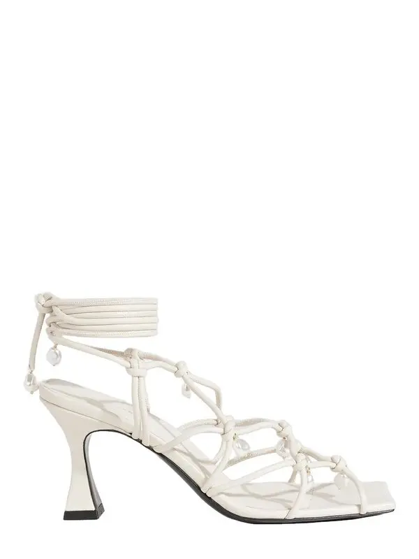 Altuzarra Faux Pearl-embellished Knotted Leather Sandals - Ecru