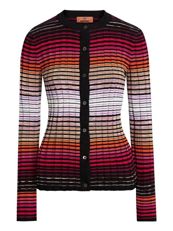 Missoni Striped Ribbed Cotton-blend Cardigan - Orange