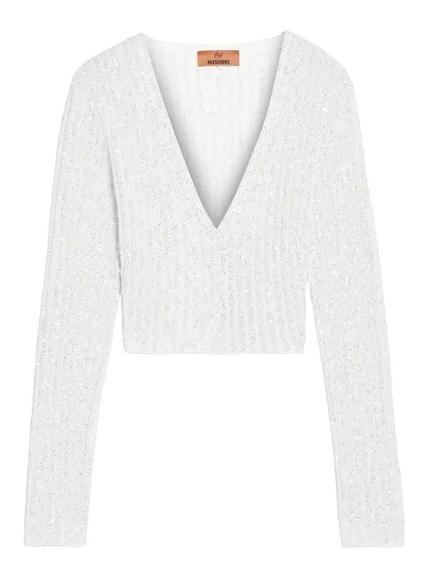 Missoni Cropped Sequin-embellished Cardigan - White