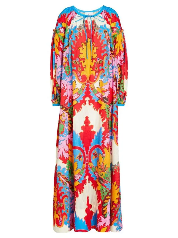 Etro Paisley-print Cotton And Silk-blend Maxi Dress - Red