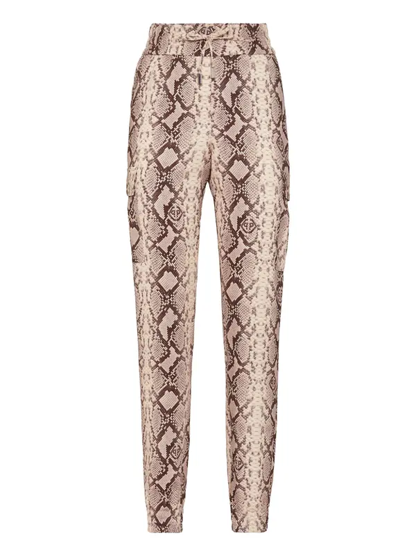Philipp Plein Snakeskin-print Cargo Trousers - Neutrals