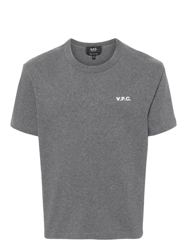 A.p.c. Logo-embroidered Cotton T-shirt - Grey