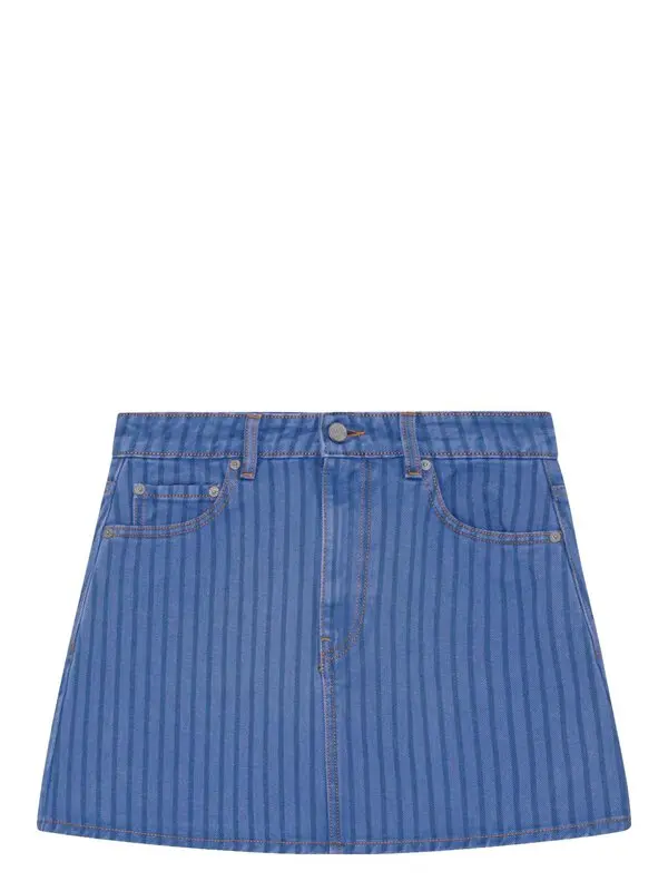 GANNI Striped Denim Mini Skirt - Blue