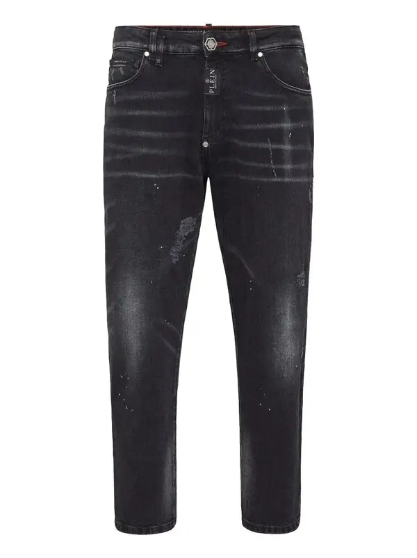 Philipp Plein Distressed-effect Straight-leg Jeans - Black