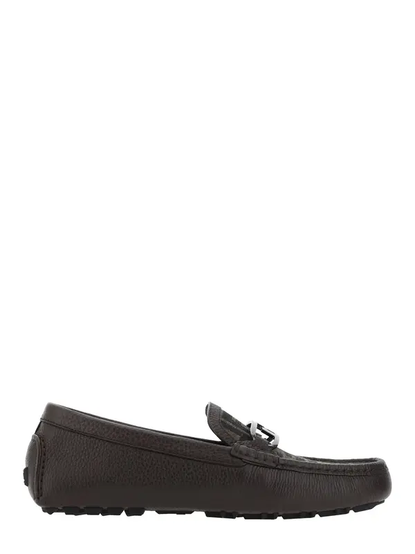 Fendi Leather Monogram Loafers - Brown