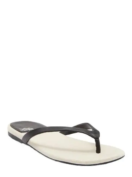 Jeffrey Campbell Kierra Velvet Flip Flops - Black Cream Combo