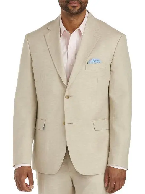 OAK HILL BY DXL Big & Tall Jacket-relaxer Linen-blend Suit Jacket - Flax