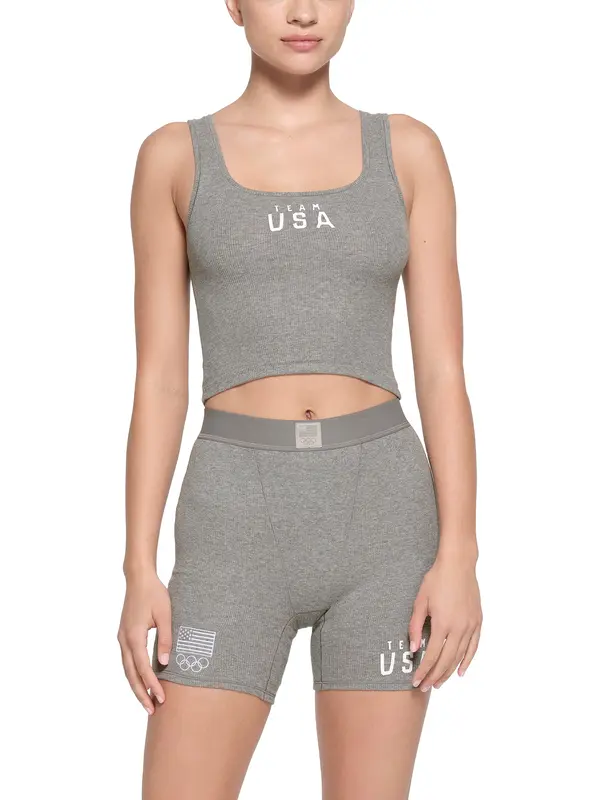 SKIMS For Team Usa Cotton Rib Olympic Tank - Heather Grey
