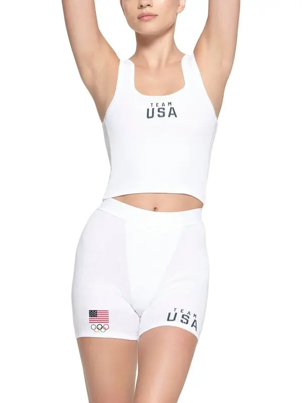 SKIMS For Team Usa Cotton Rib Olympic Boxer - White