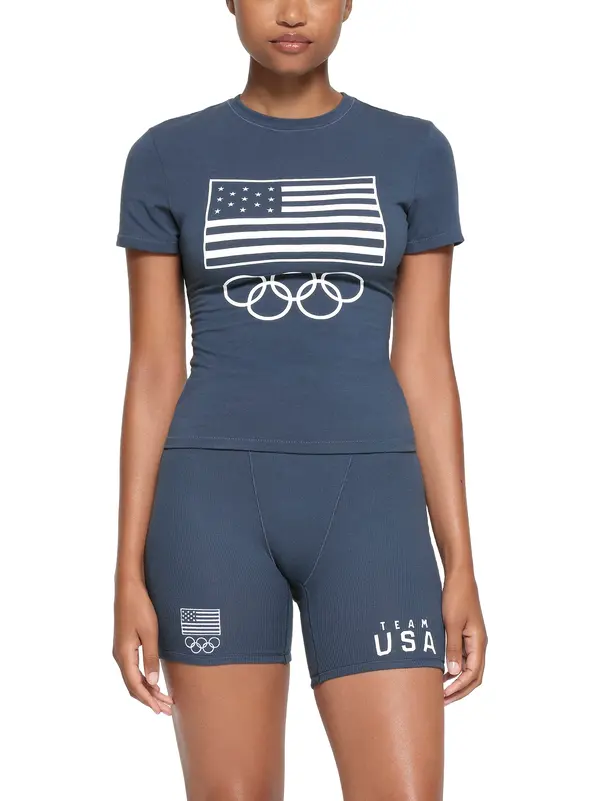 SKIMS For Team Usa Cotton Jersey Olympic T-shirt - Navy