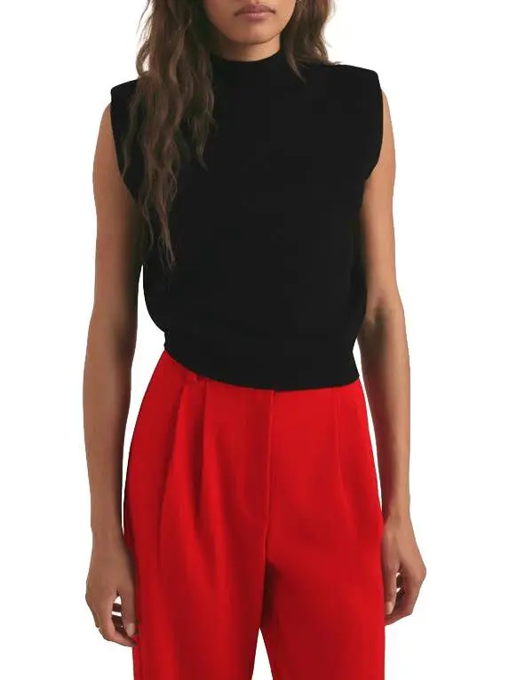 FAVORITE DAUGHTER Sleeveless Knit Crop Top - Black