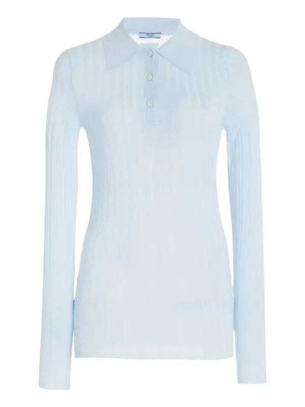 Prada Cashmere-silk Polo Shirt - Blue