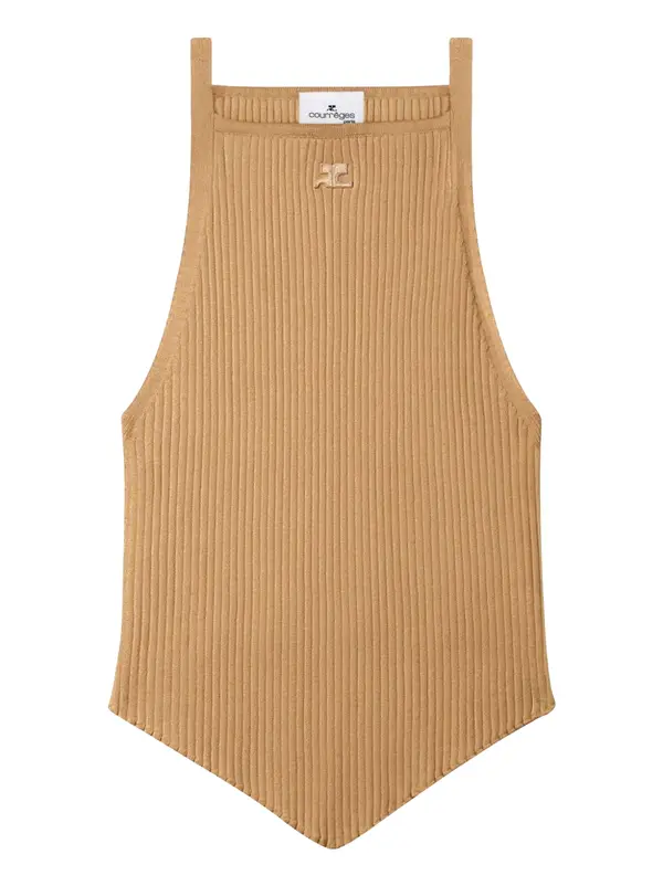 COURREGES Pointy Rib-knit Tank Top - Neutrals