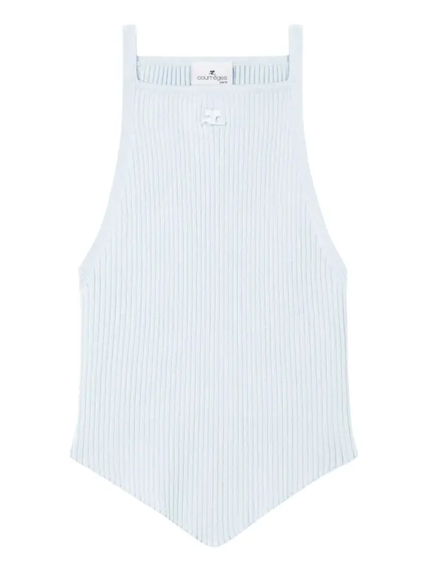 COURREGES Pointy Rib-knit Tank Top - Blue