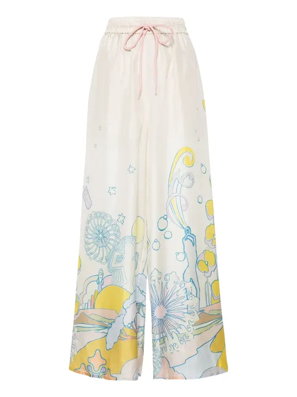 Zimmermann Graphic-print Palazzo Pants - Neutrals