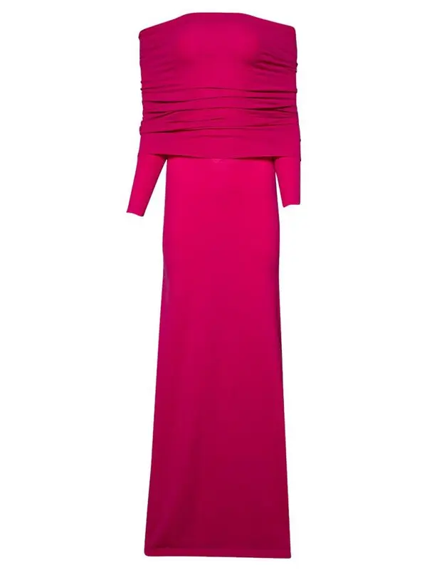 Balenciaga Off-shoulder Full Length Dress - Pink