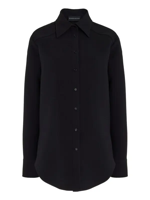 Brandon Maxwell The Vince Western-yoked Wool-silk Crepe Shirt - Black