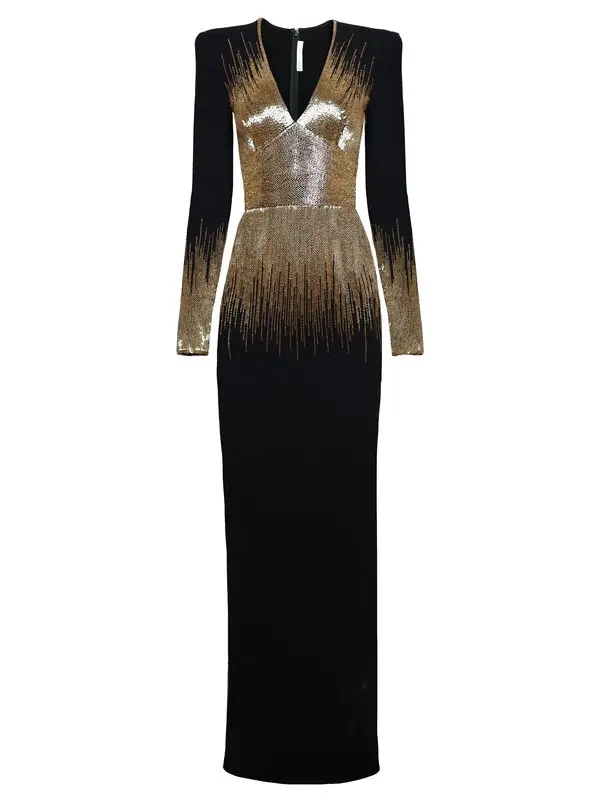 Naeem Khan Embellished Column Gown - Black