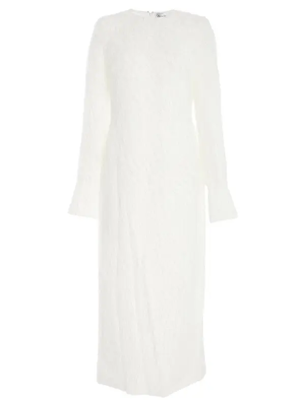 Oscar De La Renta Fringed Fil Coupe Midi Dress - White