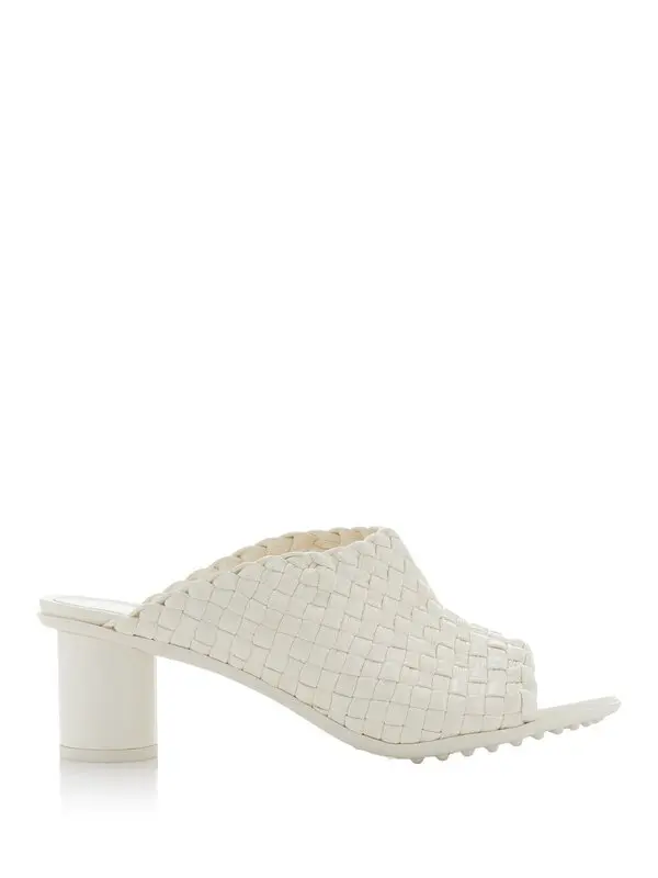 Bottega Veneta Atomic Intrecciato Leather Mules - White