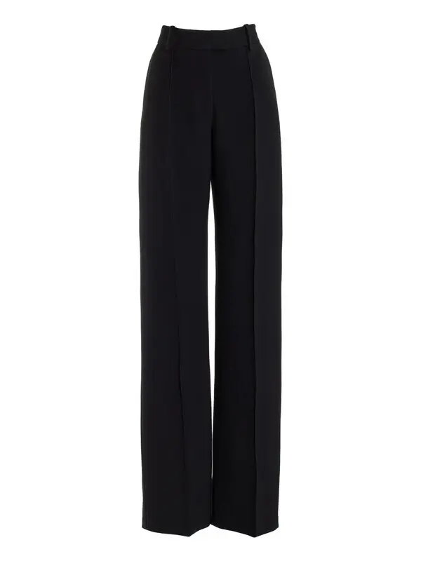 Brandon Maxwell Jax Wool-silk Crepe Straight-leg Pants - Black