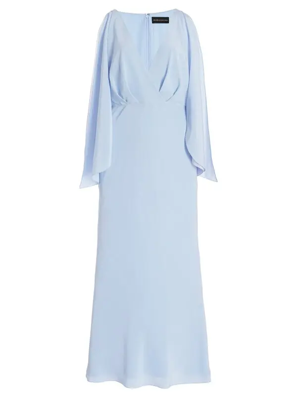 Brandon Maxwell Camille Silk Crepe De Chine Maxi Dress - Blue