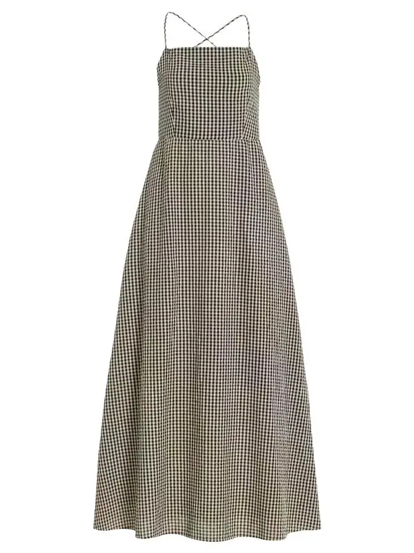 Posse Lori Gingham Cotton Maxi Dress - Black