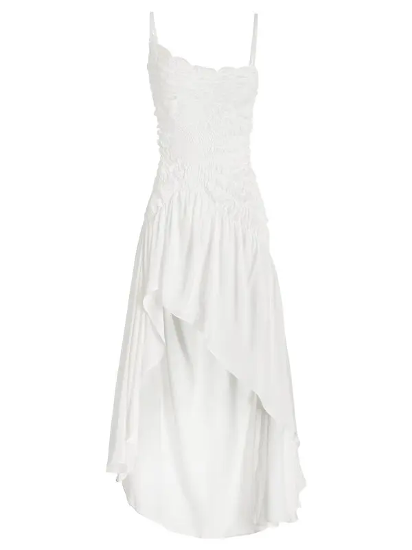 GEORGIA HARDINGE Celestial Shirred-satin Midi Dress - Ivory