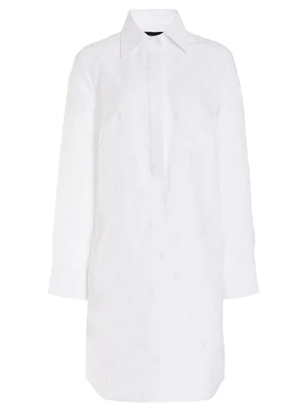 Brandon Maxwell The Lola Polka-dotted Jacquard Tunic Midi Dress - White