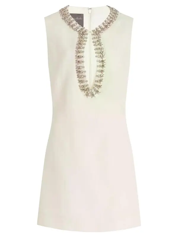 Monique Lhuillier Jeweled Wool-silk Mini Dress - White