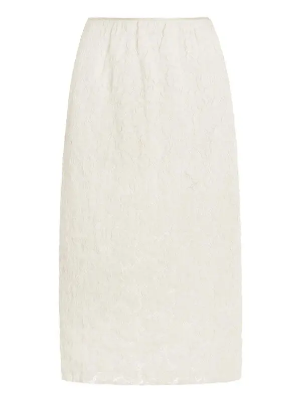 Prada Lace Midi Pencil Skirt - Ivory
