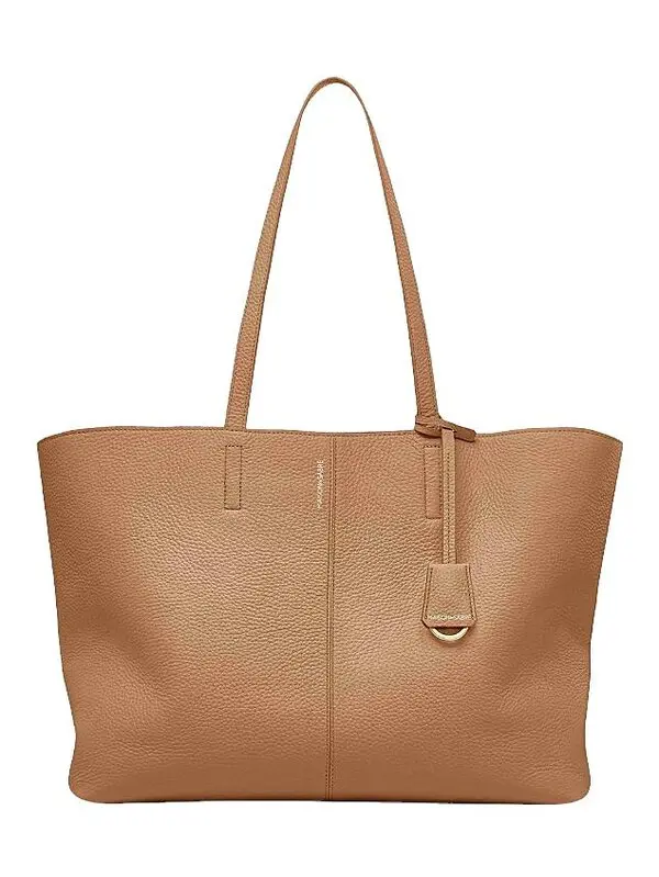 MAISON DE SABRE Large Leather Snap Soft Tote - Sandstone Lily
