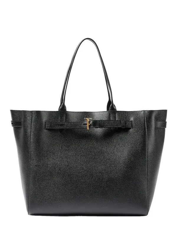 TOM FORD Tara Large Grained Leather Tote Bag - Black