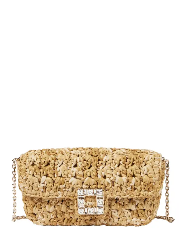 ROGER VIVIER Jeux De Fille Raffia-effect Shoulder Bag - Beige