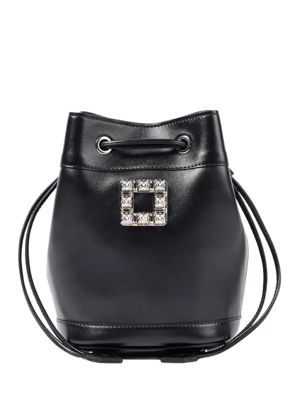 ROGER VIVIER Tres Vivier Leather Bucket Bag - Black