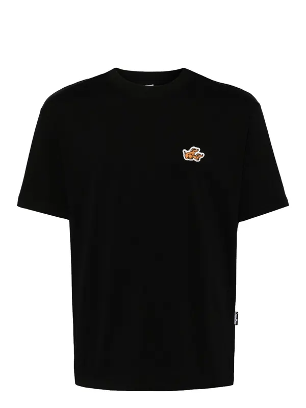 GROUND ZERO Appliqué-detail Cotton T-shirt - Black