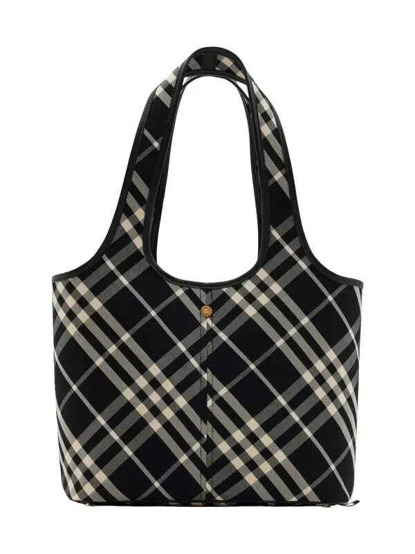 Burberry Nova Check Cotton Tote Bag - Black