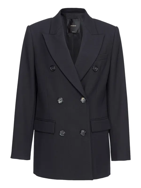 Pinko Double-breasted Twill Blazer - Black