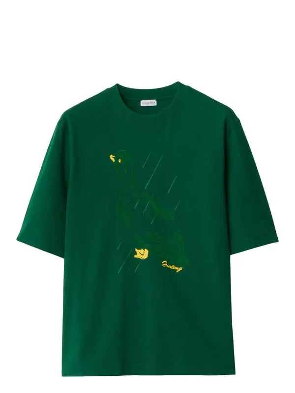 Burberry Embroidered-duck Cotton Tshirt - Green