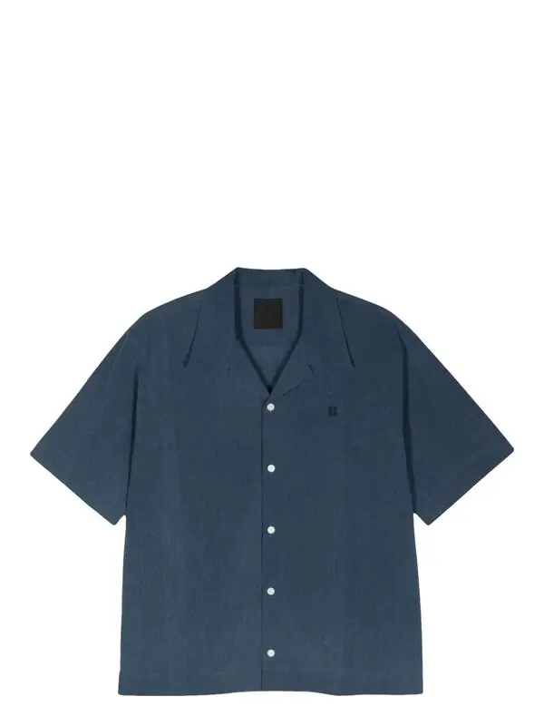 Givenchy 4g-embroidered Chambray Shirt - Blue