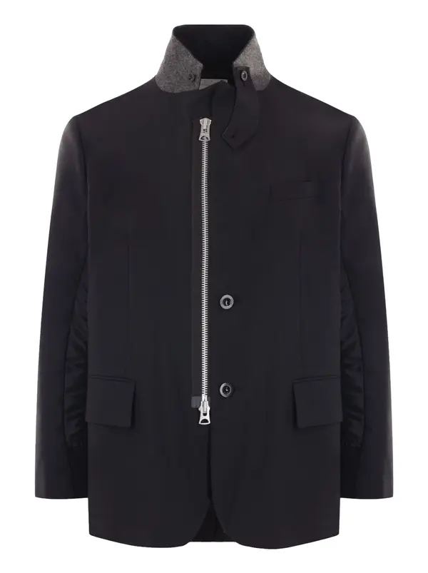 Sacai High-neck Zip-up Blazer - Black
