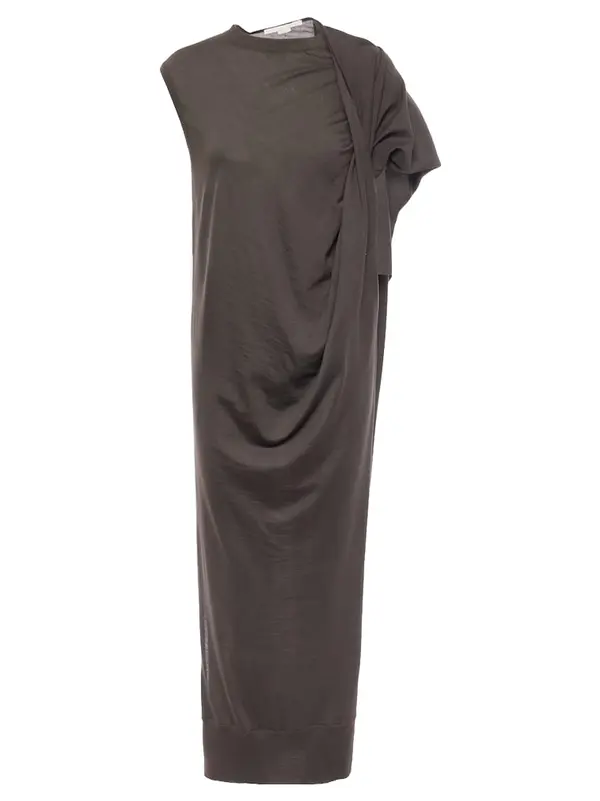 Stella McCartney Draped Wool Maxi Dress - Brown