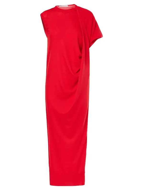Stella McCartney Draped Wool Maxi Dress - Red