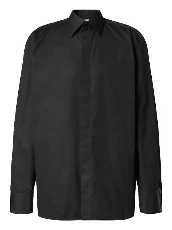 Saint Laurent Cassandre Cotton Poplin Shirt - Black