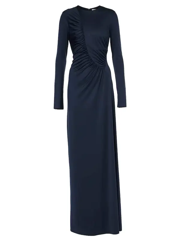 Victoria Beckham Asymmetric Ruched Gown - Black
