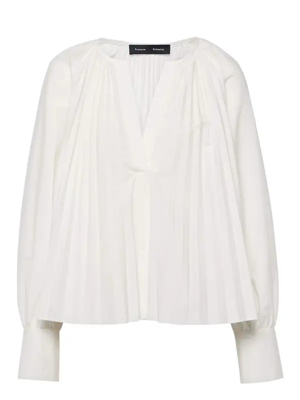 Proenza Schouler Monica Cotton-blend Poplin Blouse - White